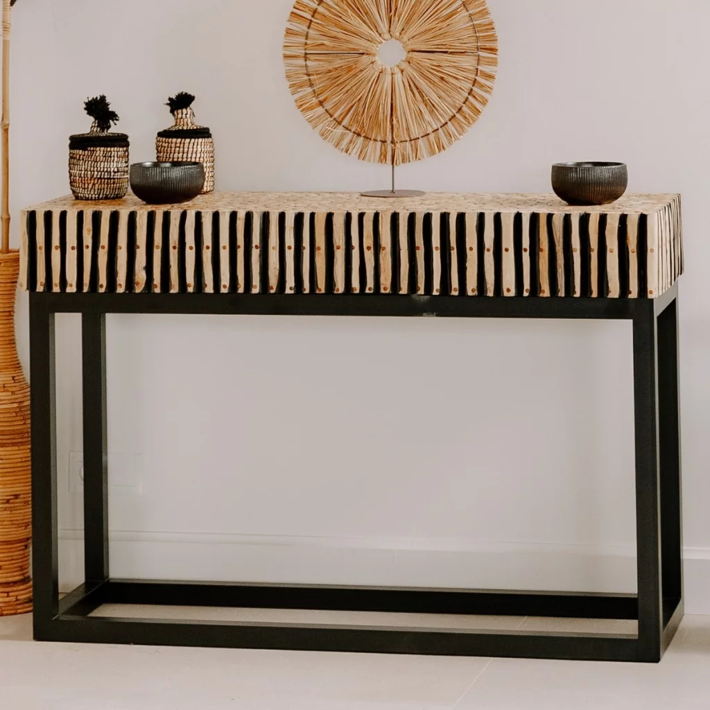 Console en teck et pieds en fer noir - BAZIL
