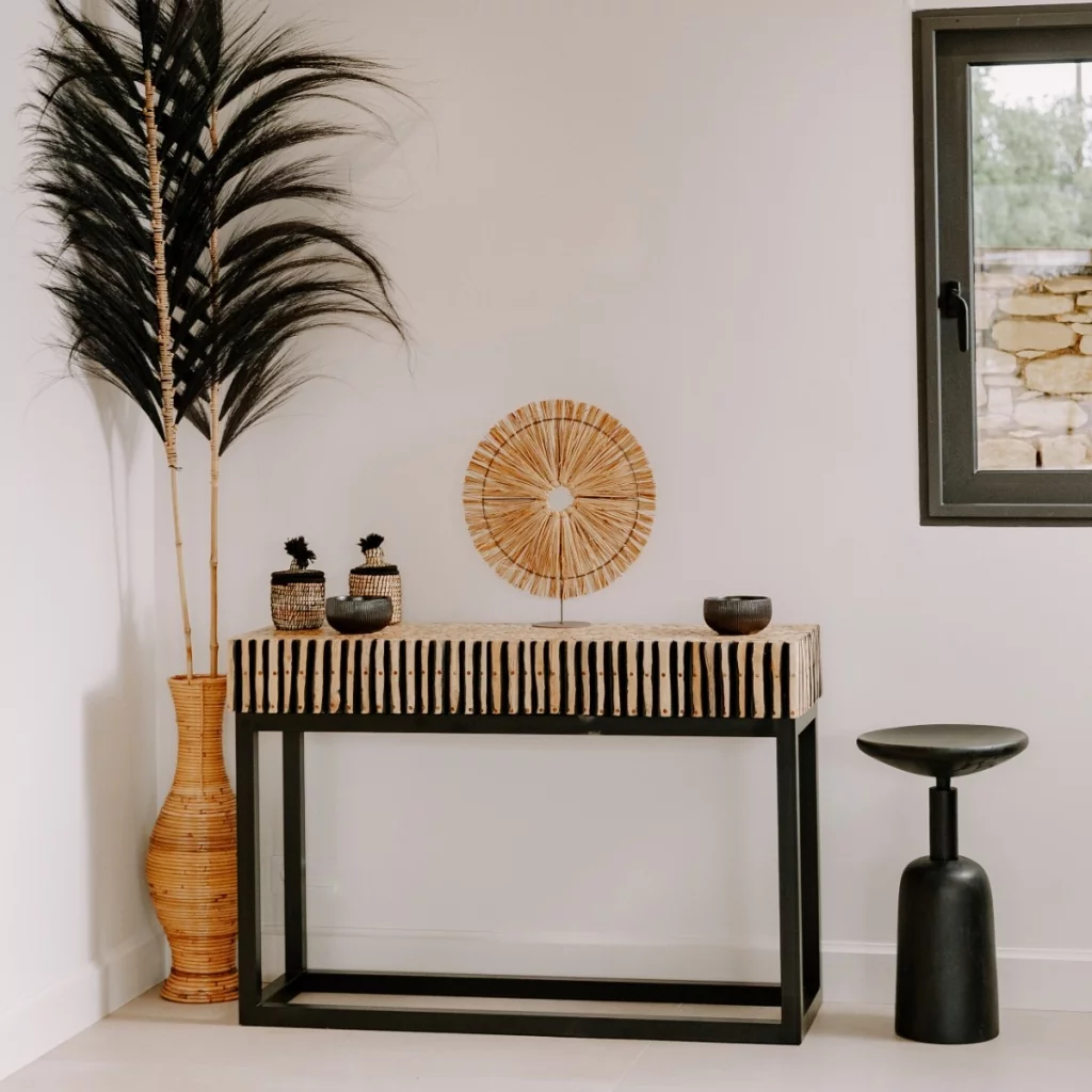 Console en teck et pieds en fer noir - BAZIL